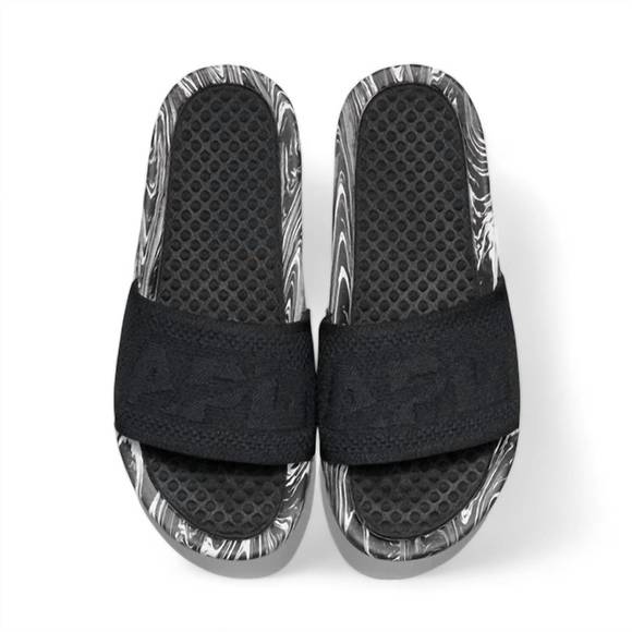APL | Shoes | New Apl Mens Big Logo Techloom Slide In Blackwhitemarble ...
